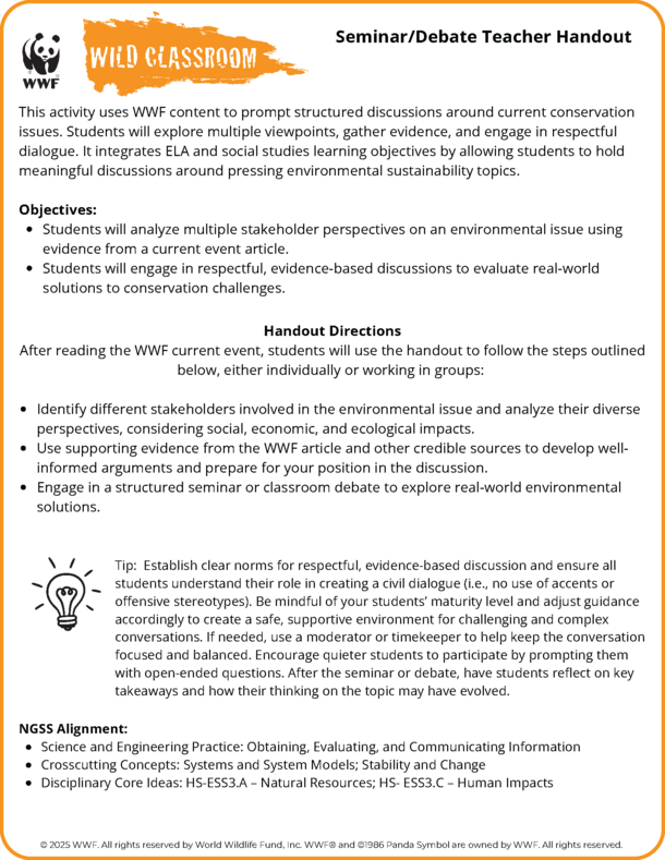 Conservation Current Events | Educators Toolkits | WWF